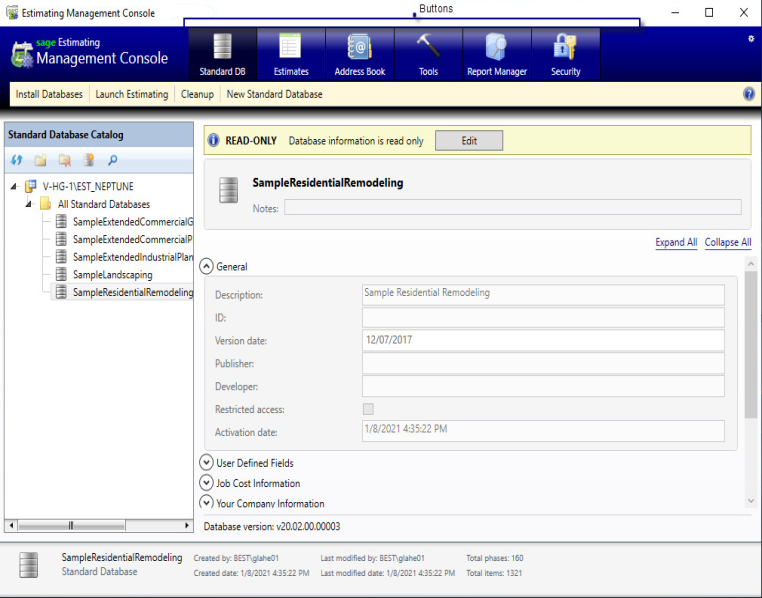 About the Estimating Management Console